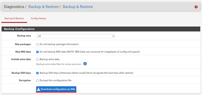 Saving the PFSense Source Config File | FortiConverter Tool 7.2.0 | Fortinet Document Library